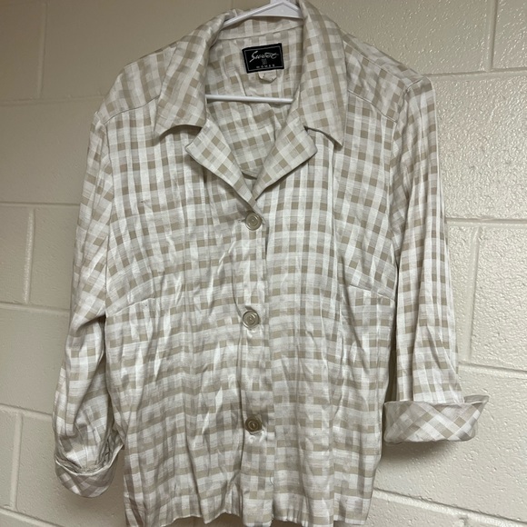 Vintage | Tops | Vintage Cropped Cuffed Checker Top | Poshmark